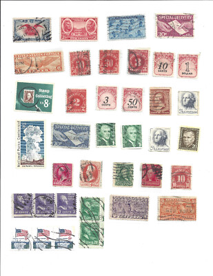 US Stamp Collection of 37 Old Stamps - Nice Variety - Locked Away For ...