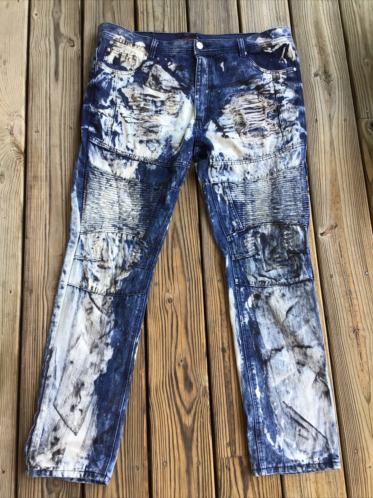 1738 Dynasty Mens 43x33 Distressed Bleach Paint Splat… - Gem