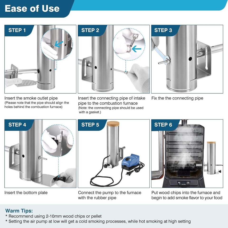 Portable Cold Smoke Generator with Air Pump Wood pellet Electric BBQ ...