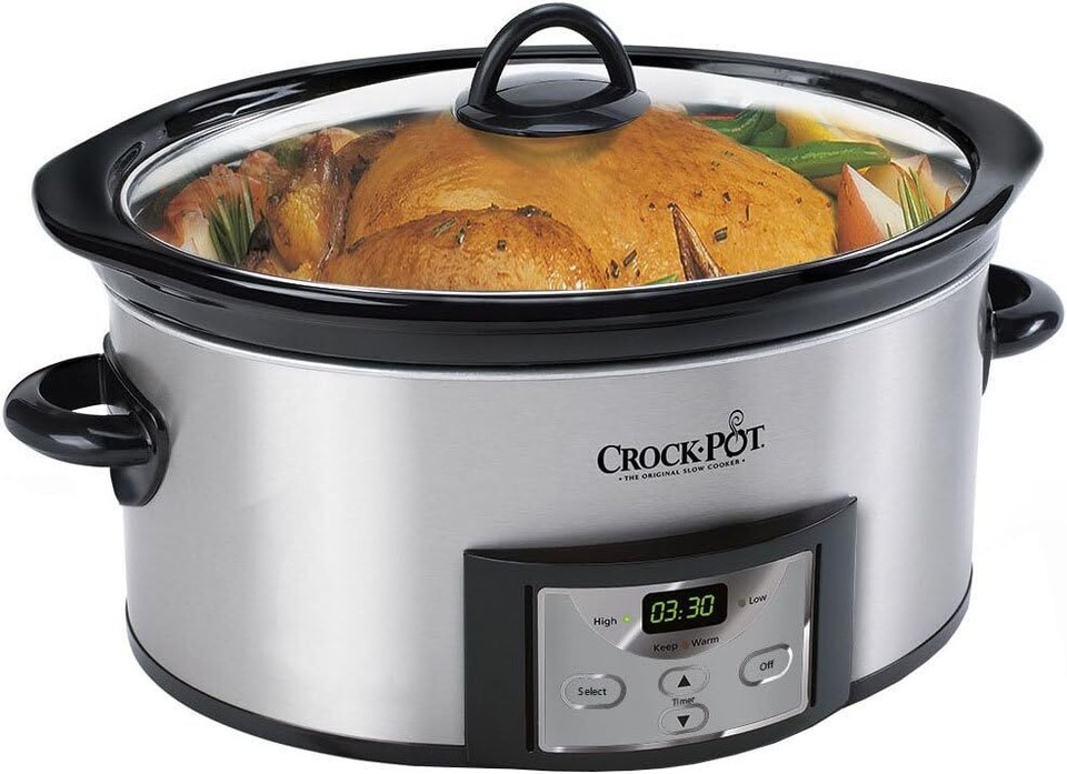 Crock-Pot 6-Qt Programmable Oval Slow Cooker w/ Dipper, Stainless Steel ...