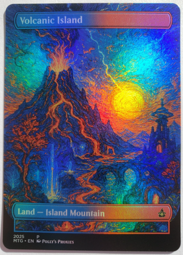 Volcanic Island FOIL Original Dual Land Proxy Card Custom Van Gogh Art ...