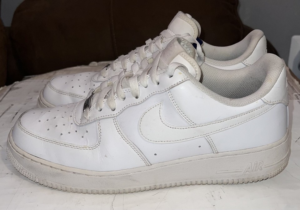 Nike Air Force 1 Shoes Mens Sz 10.5 White Low Top Leather Basketball ...