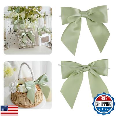 AIMUDI Sage Green Satin Bows 5.5" Bows for Gift Wrapping Satin Twist ...