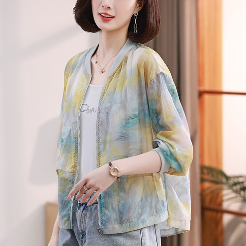 Thin Sun Protection Shirts Women's Summer Short Baseball Jackets Silk ...