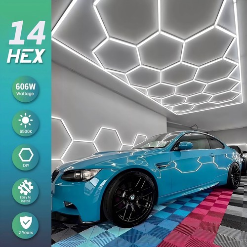 14 Hexagon LED Lighting Car Detail Garage Workshop Retail Light ...