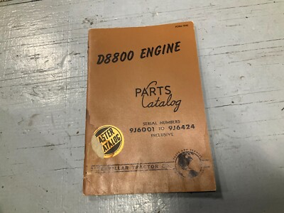 CATERPILLAR D8800 ENGINE PARTS CATALOG BOOK 9J6001 TO 9J6424 | eBay