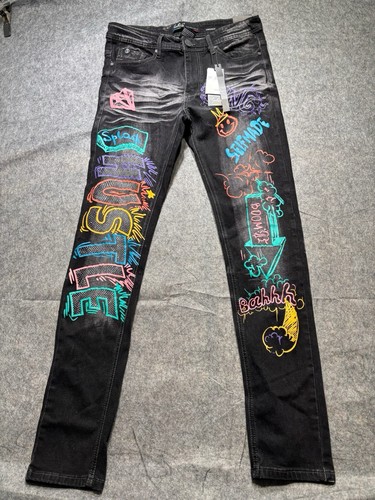 Switch Remarkable Jeans Mens 32x32 Black Paint Splatter Whiskers Hip ...