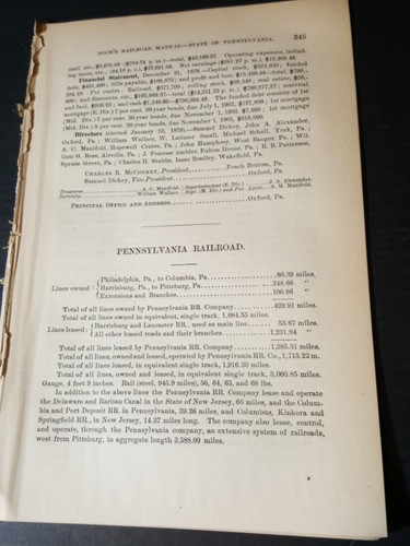 Original 18 page 1879 train reports PENNSYLVANIA RAILROAD COMPANY ...