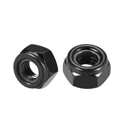 50Pcs M8x1.25mm Hex Lock Nuts Carbon Steel Nylon Insert Self-Lock Nut ...