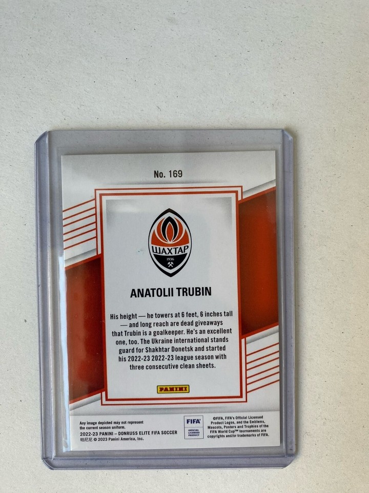2022-23 Panini Donruss Elite FIFA Soccer #169 Anatolii Trubin numbered ...