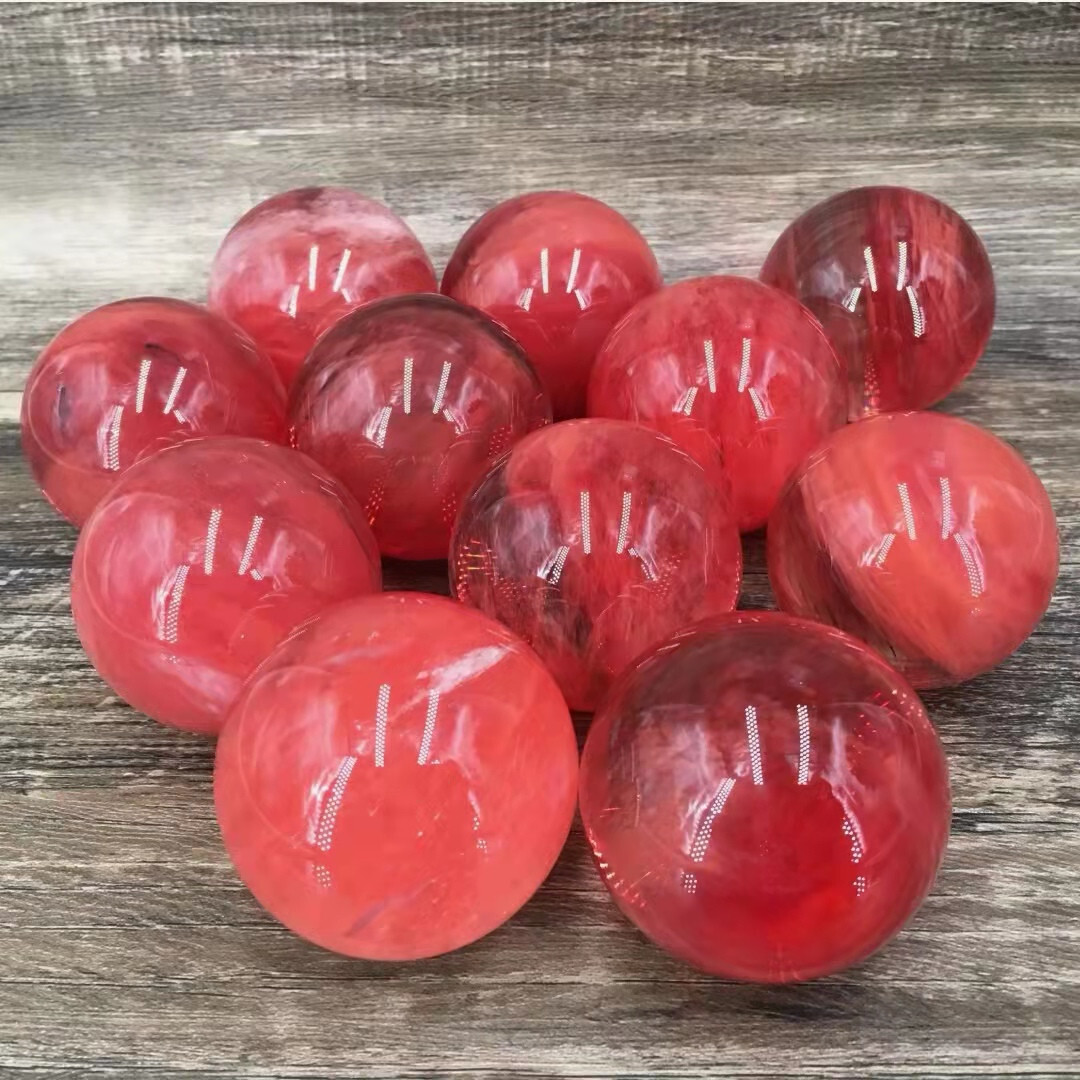 50mm+ Red Smelting Stone Quartz Sphere Crystal Energy Ball Reiki ...