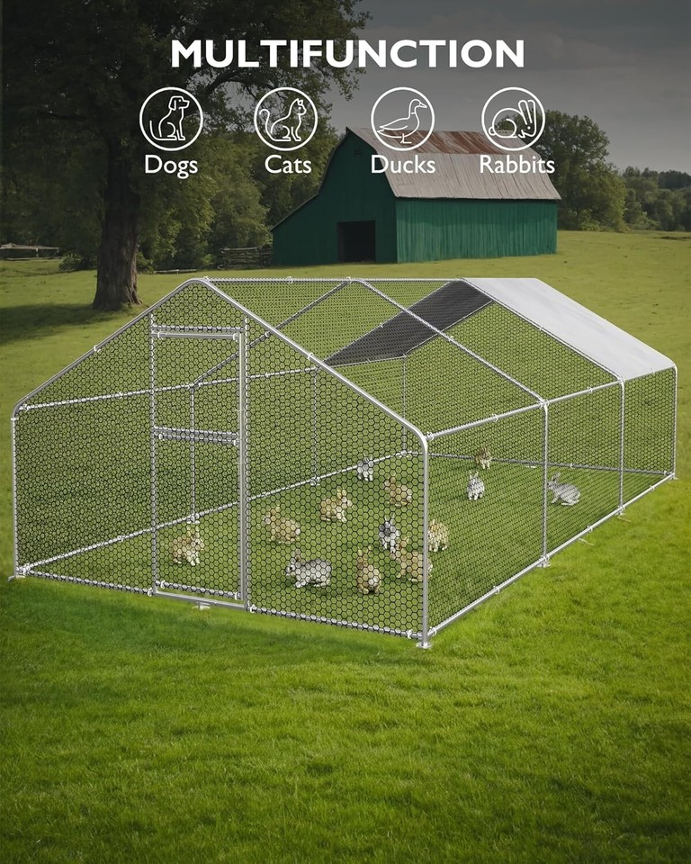 Chicken Run, Chicken Coop Large Metal Chicken Run Walk-in Poultry Cage ...