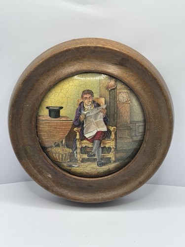 Old Antique Pratt Pot Lid, The Times. In Wooden Frame,Prattware | eBay UK