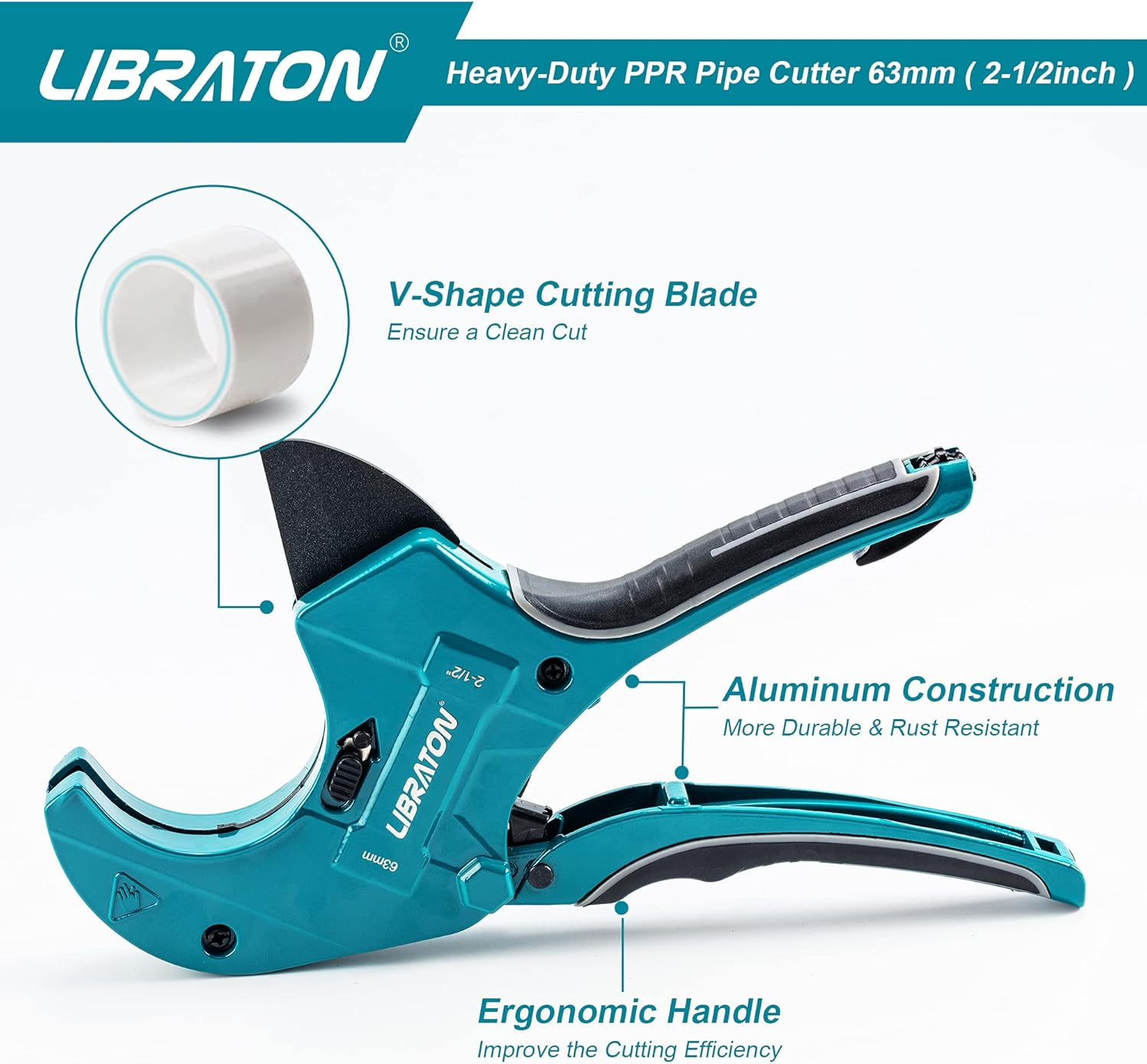 PVC Pipe Cutter 2-1/2", Large PVC Cutter, Improved Blade for Heavy-Duty ...