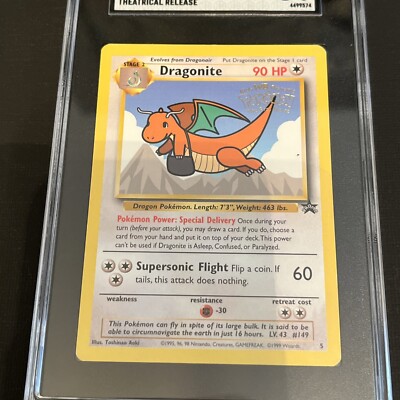 1999 Pokémon Game Dragonite Movie Promo. Black Star Promo #5 First ...