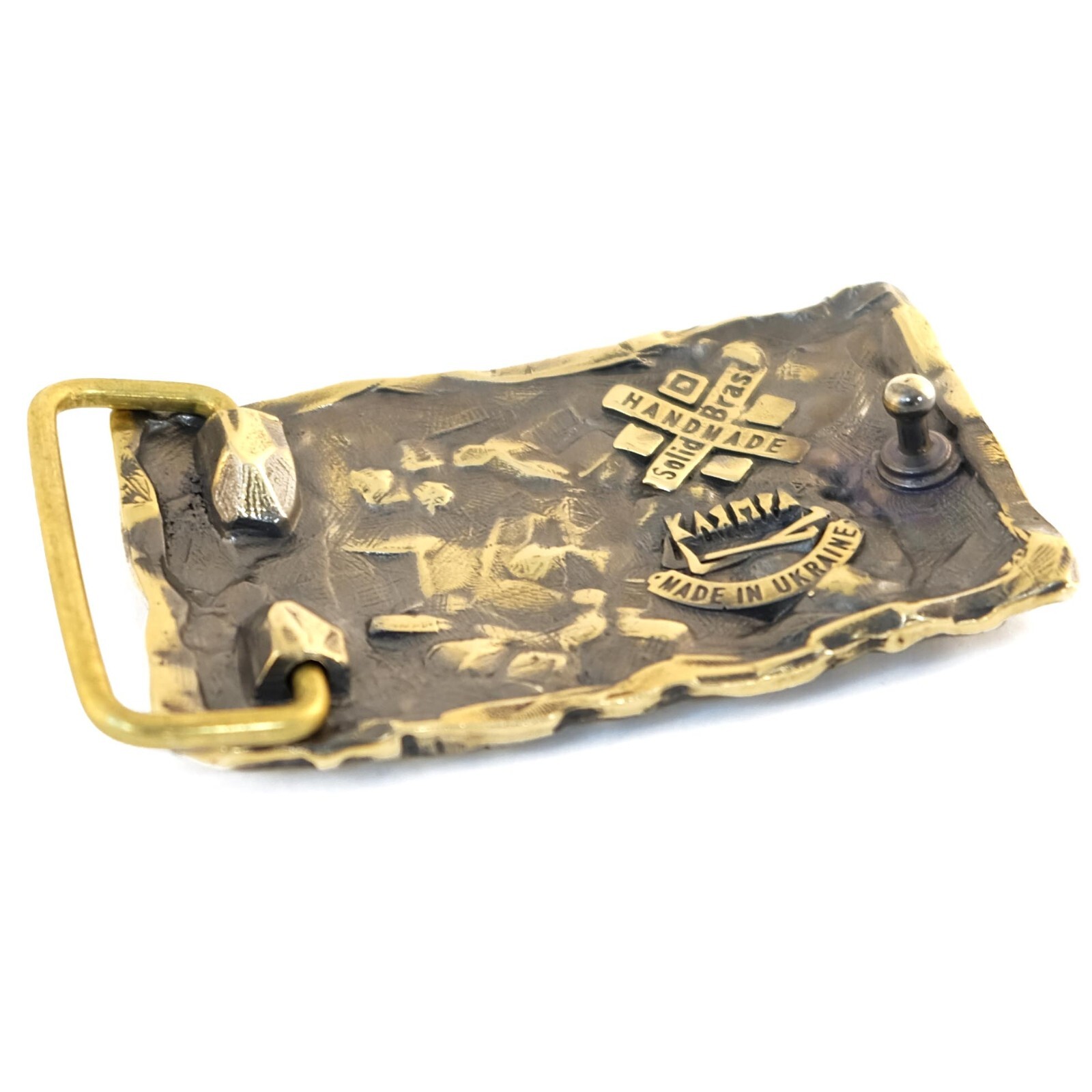 Crystal solid brass belt buckle, Rock belt buckle, Textural handmade ...