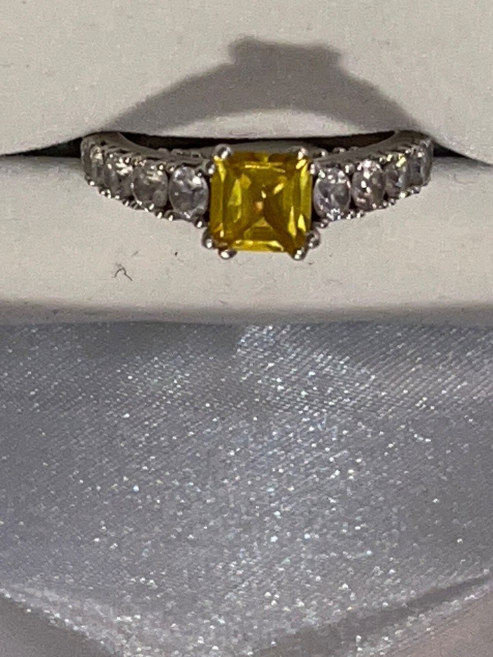 SK9 Sterling Silver 925 CZ Topaz Color Ring Sz. 7-7.5 | eBay