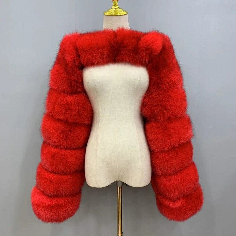 Women Real Fur Double Sleeves Lady Winter Natural Fashion Fur Wrap ...