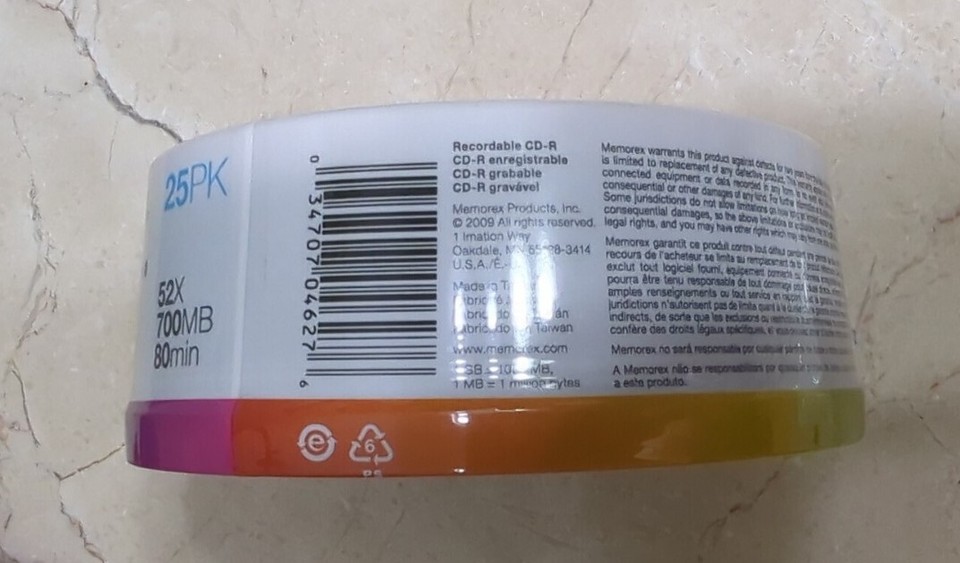Memorex Cool Colors CD-R 52X 700MB 80min (25 Pack) Black, Pink, Blue ...