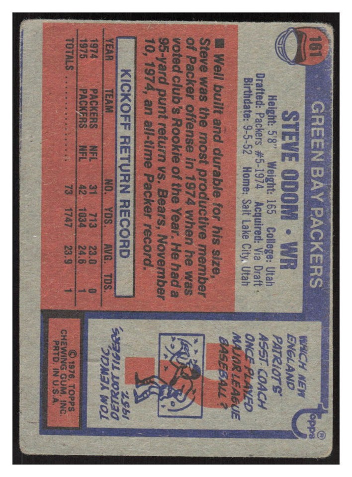 1976 Topps #161 Steve Odom | eBay