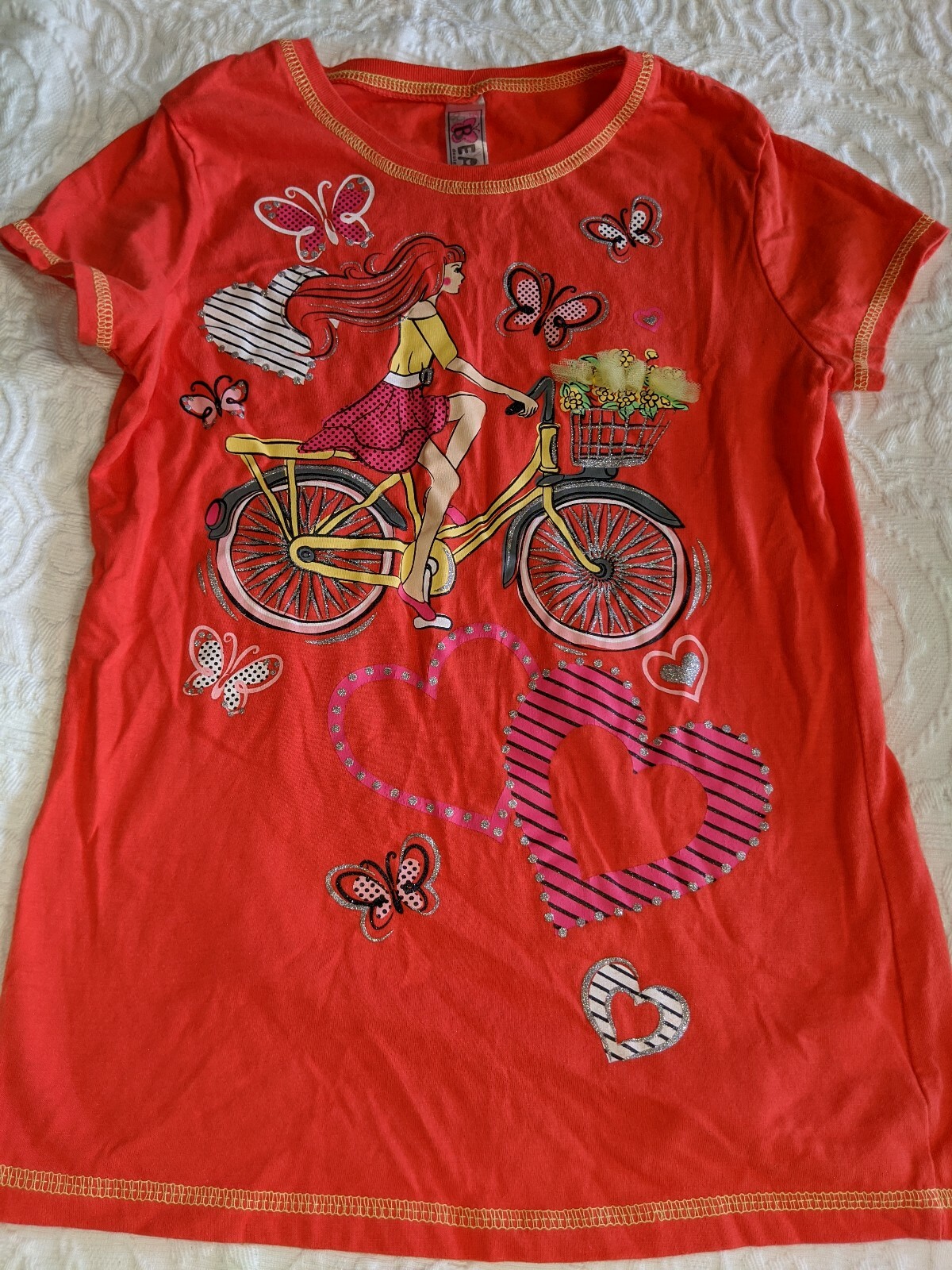 Beautees Girls Sz. L Red Biking Girl Design Tee. Adorable, Great Colors ...