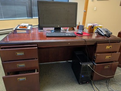 Executive Cherry Wood Office Desk – Solid, Heavy, Professional Quality ...