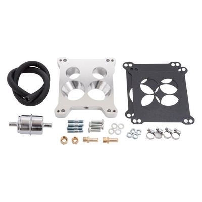 Edelbrock Carburetor Adapter Plate 2697; Satin 4-Hole Square Bore to ...