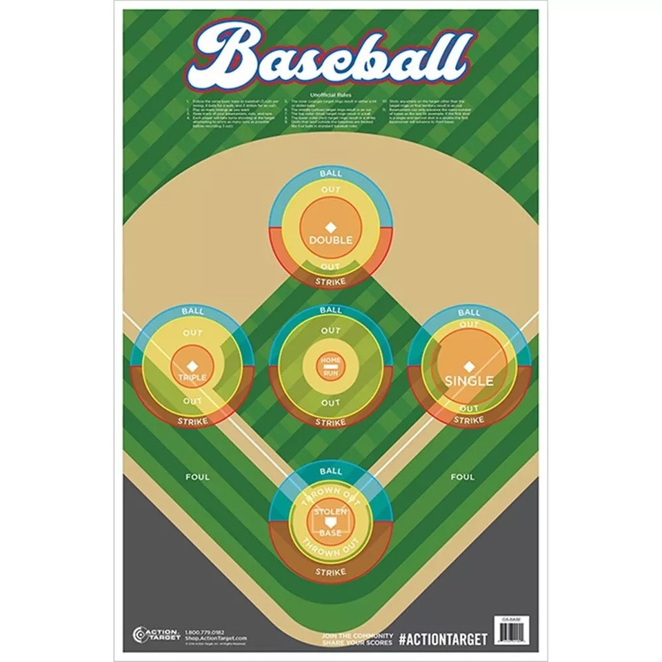 Action Target Baseball Target Multi Color Paper 23" x 35" - GSBASE100 ...