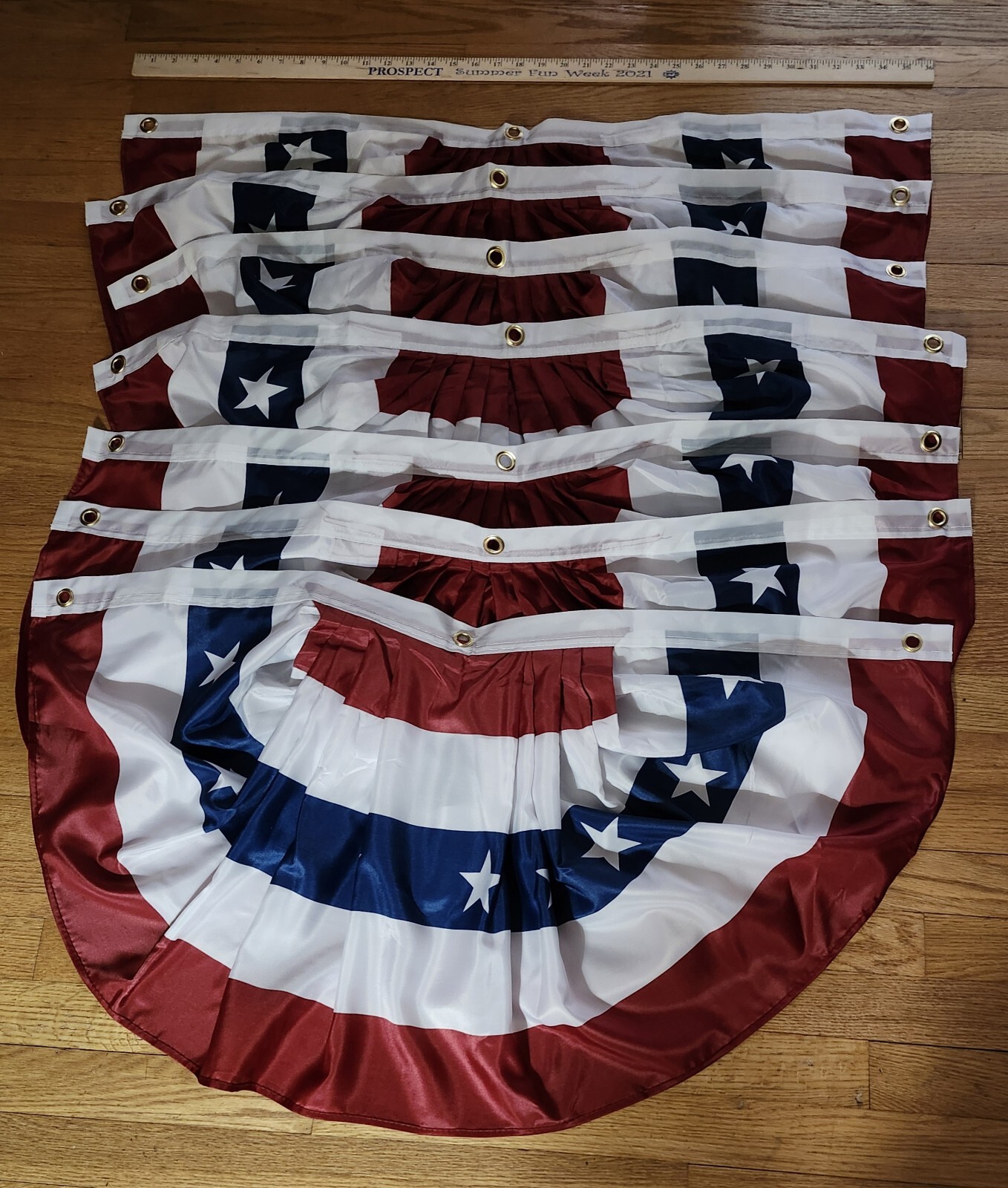 FREE USA 7 Patriotic Deep Red Flag Swag Buntings 36” x 16” With ...