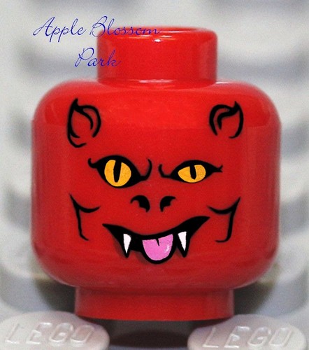 NEW Lego Red DEVIL MINIFIG HEAD -Halloween Demon Monster Minifigure ...