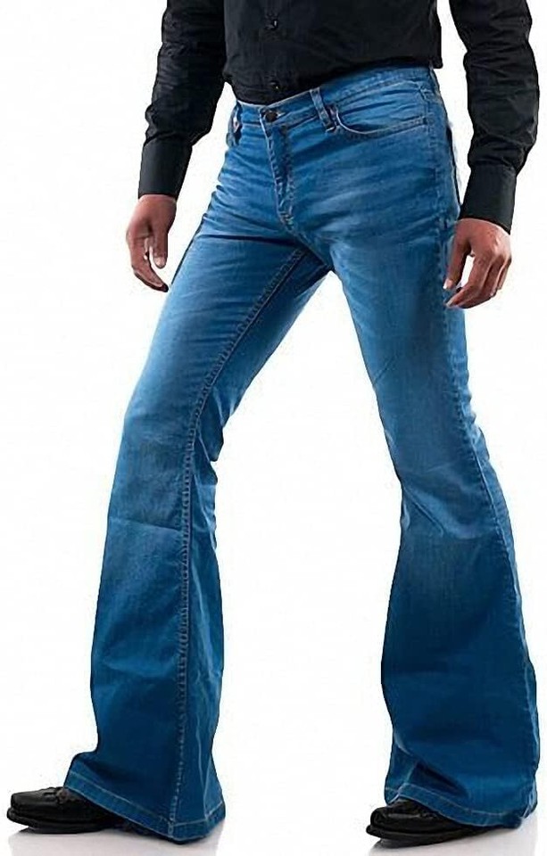 Men's Vintage Bell Bottom Jeans 60S 70S Outfits Disco Pants Flared ...