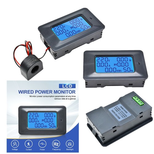 Digital AC 20A/100A LCD Panel Meter Monitor Power Energy Ammeter ...