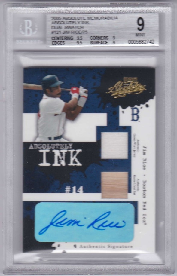 Jim Rice Red Sox 2005 Absolutely Ink Spectrum Jersey Auto AI-121 BGS 9 ...