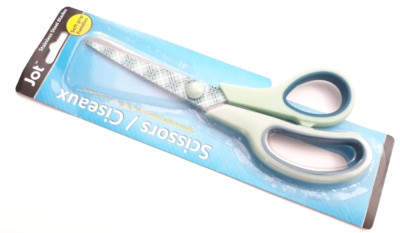NEW LIGHT TEAL SOFT GRIP HANDLES SCISSORS JOT 7-1/2" LONG PRINTED ...