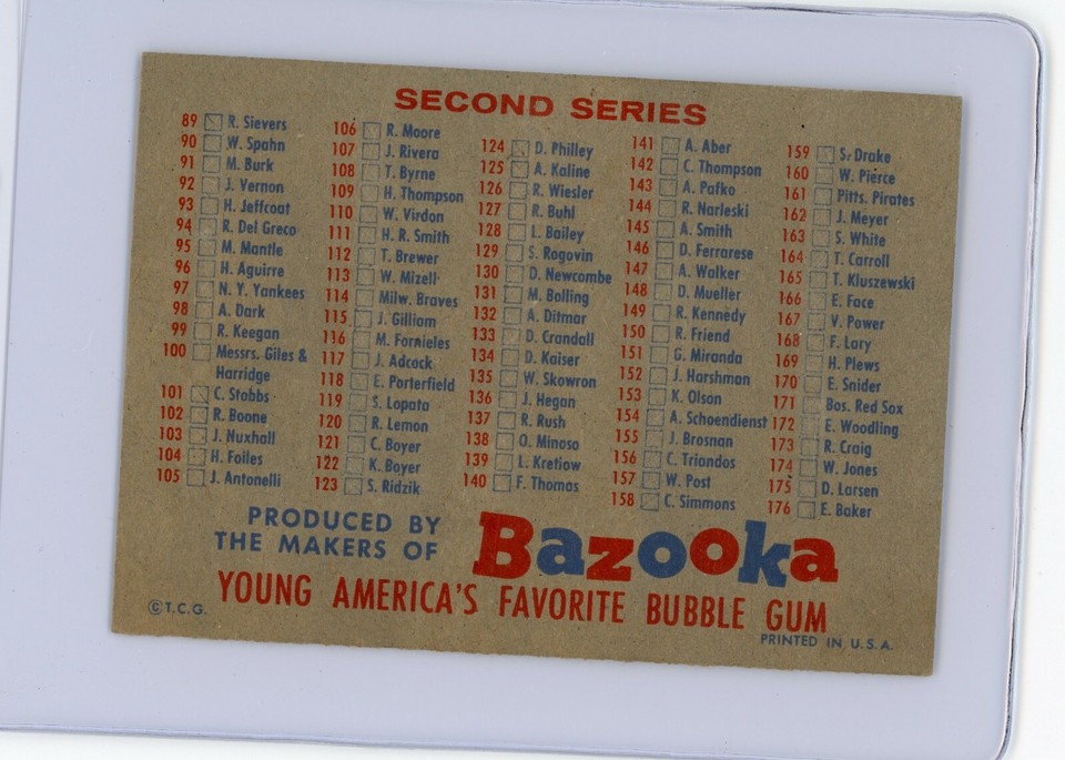 1957 Topps Baseball Checklist EX (57) | eBay