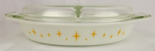 Pyrex Constellation Atomic Starburst Divided Dish w/ Lid MINT | eBay