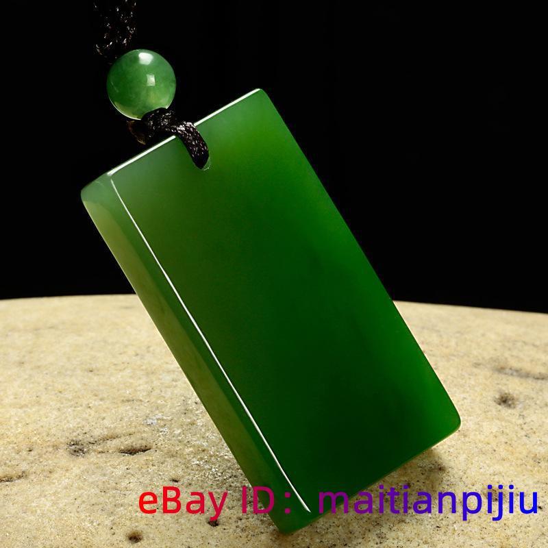 Jade Cuboid Pendant Stone Green Jewelry Real Necklace Gemstones Natural ...
