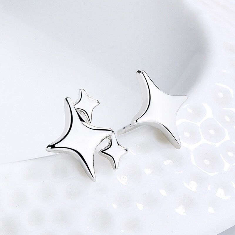 Shiny 925 Sterling Silver Cute Small Tiny Star Plain Stud Earrings Women Gift UK | eBay UK