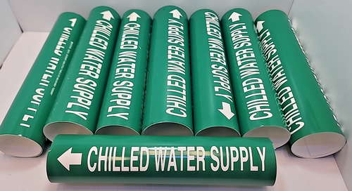 QTY 8 - Setmark Snap-Around Pipe Markers - CHILLED WATER SUPPLY NEW ...
