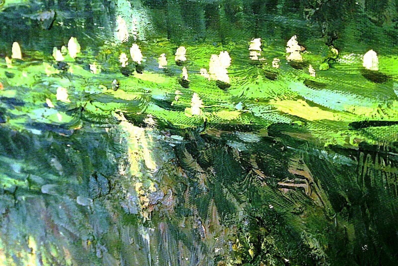 T. Denver-"Lily Pond"-Original Oil Painting on Stretched Canvas, Hand ...