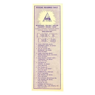 PSYCHIC EYE BOOK SHOPS Store Bookmark New Age Occult Eye of Providence ...