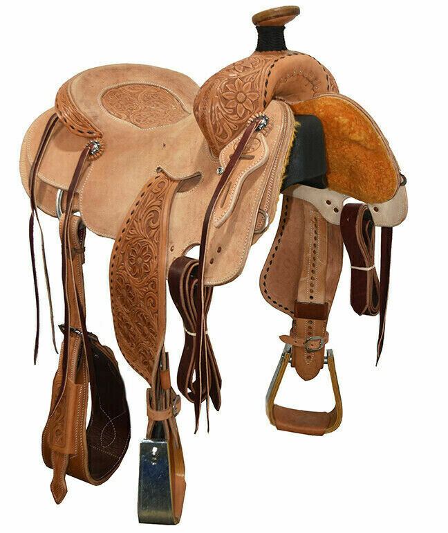 Western hot seat wade saddle 16" on Eco leather buffalo natural drum ...