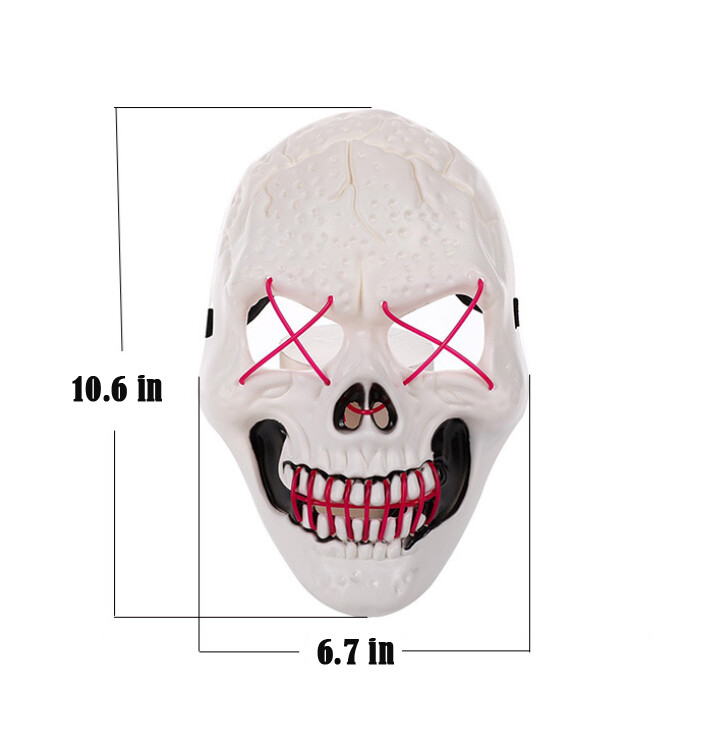 Light Up Skeleton Mask - Halloween Party Costume Dance Rave LED Mask ...