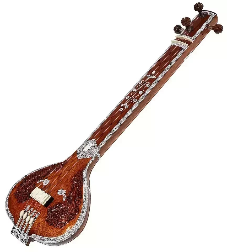 INDIAN HANDMADE WOODEN STFRING INSTRUMENT 4 STRING FLAT TANPURA TAMBURI ...