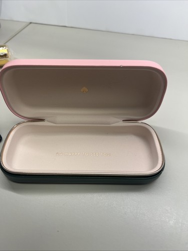Kate Spade Glasses Case Pink/Green Hard Shell "So Happy to See You" | eBay
