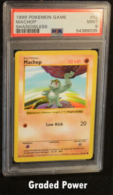 Pokemon Base Set Unlimited Shadowless Machop SHADOWLESS PSA 9 (9035 ...