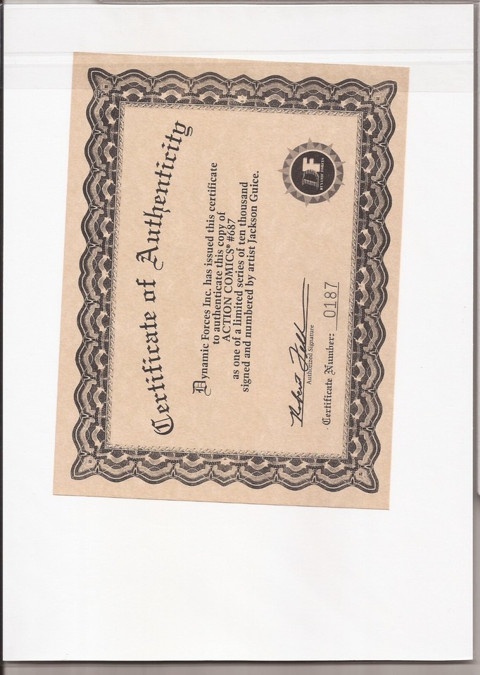 ACTION COMICS #687 – DFE DIE-CUT VARIANT – SIGNED JACKSON GUICE COVER ...