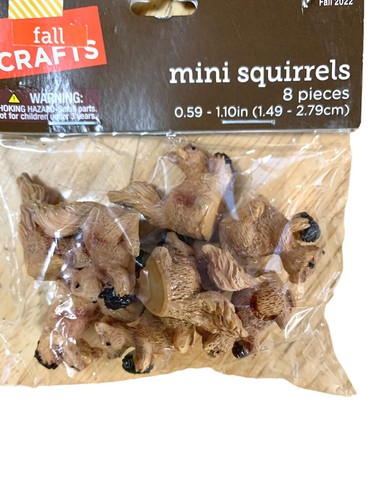 Fall Craft Decor Mini Resin Squirrels 8pc Fairy Garden Dollhouse Train ...