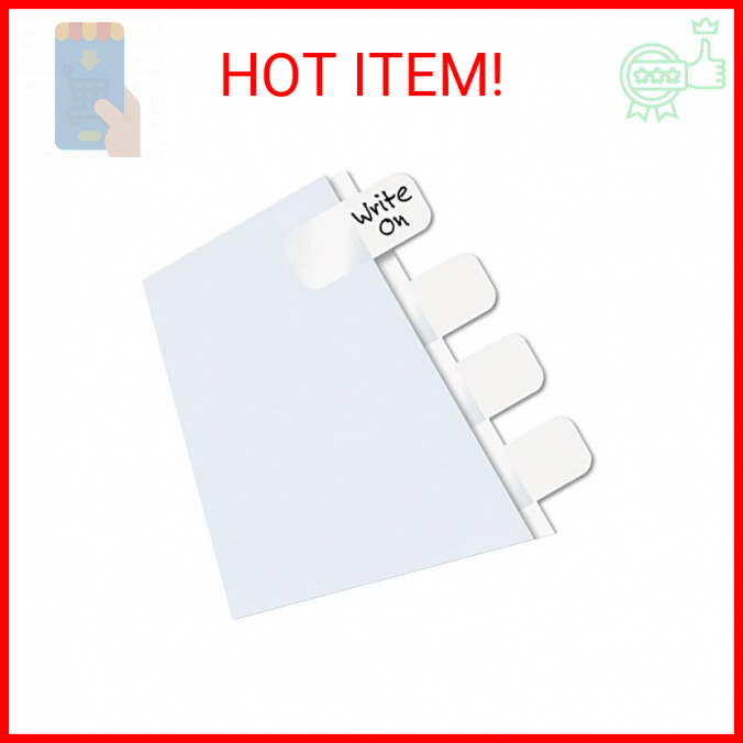 Redi-Tag, RTG31000, Permanent Stick Write-On Index Tabs, 104 / Pack ...