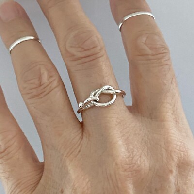 Sterling Silver Hooked Love Knot Ring, Silver Ring, Love Ring | eBay